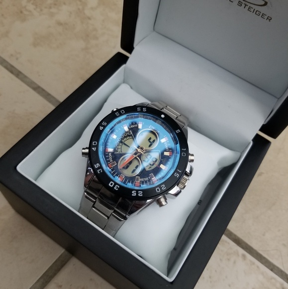 Accessories | Daniel Steiger Lazer Blue Steel Watch | Poshmark